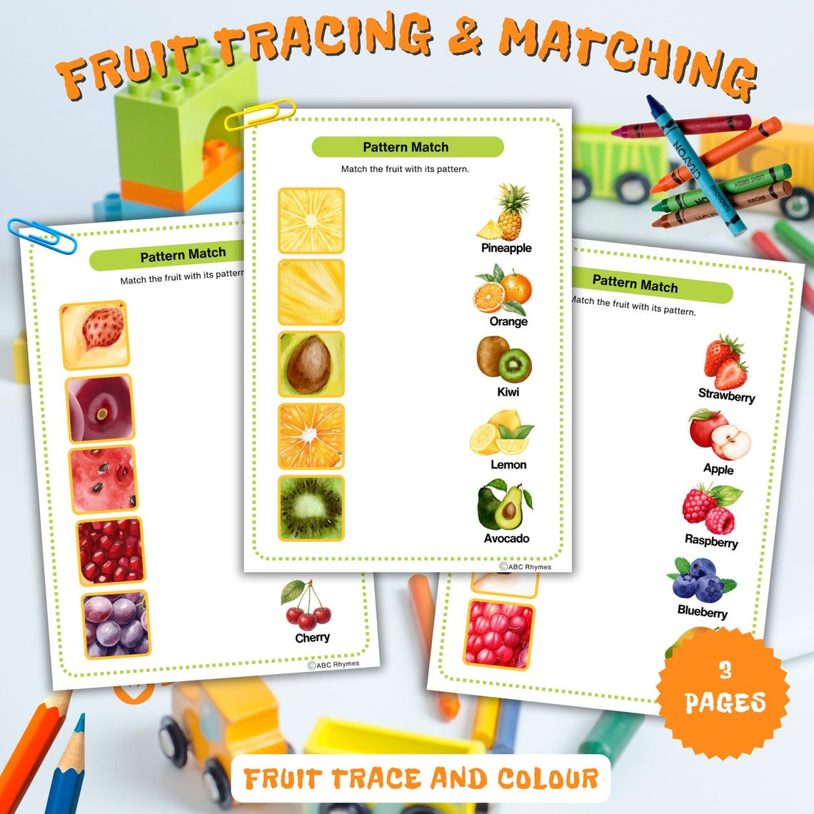 Digital Fruit Tracing Worksheets, Printable Kindergarten Berries Trace ...
