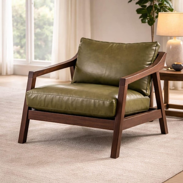 Accent Chair With Wood - Etsy UK