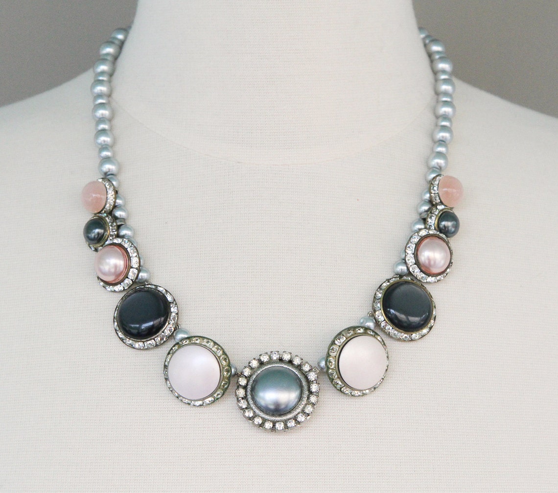 Classic and Classy. Statement Necklace From Vintage Rhinestone and ...