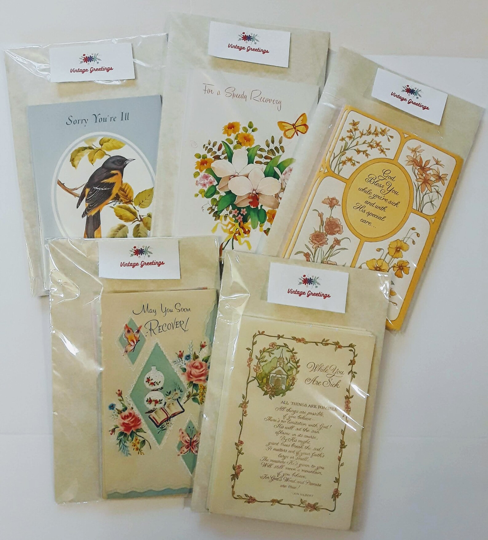 Vintage Get Well Cards / 9 Unused Floral Assortment - Etsy