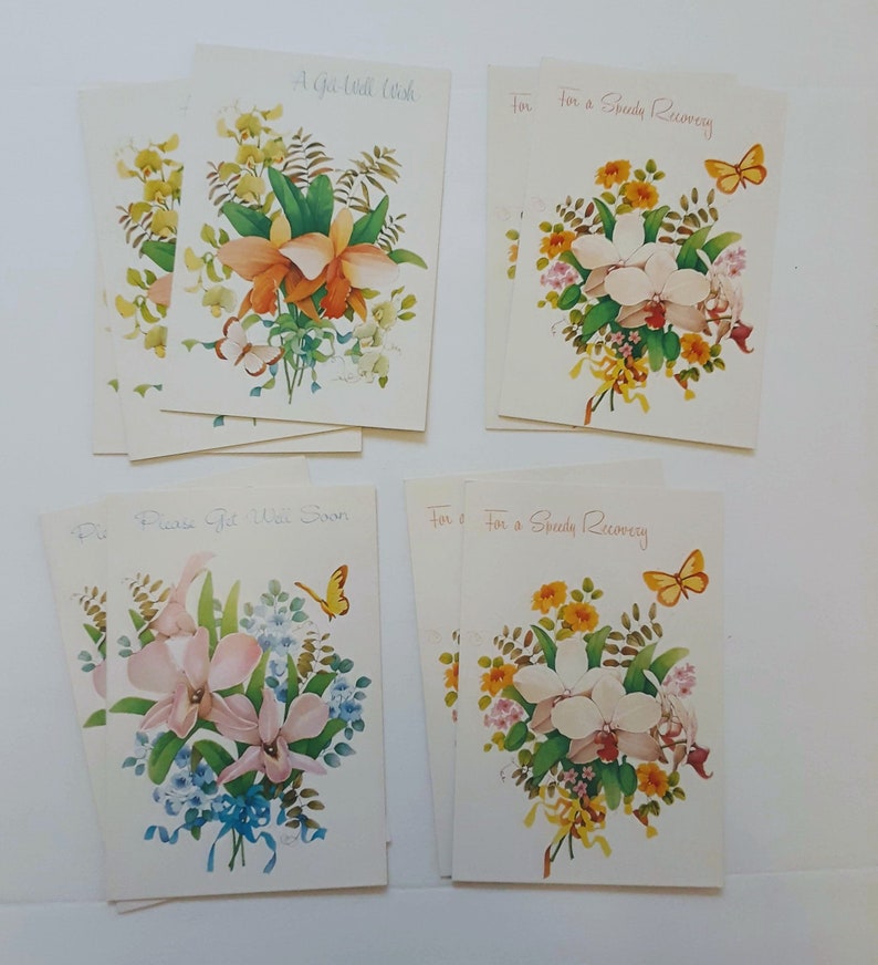 Vintage Get Well Cards / 9 Unused Floral Assortment - Etsy