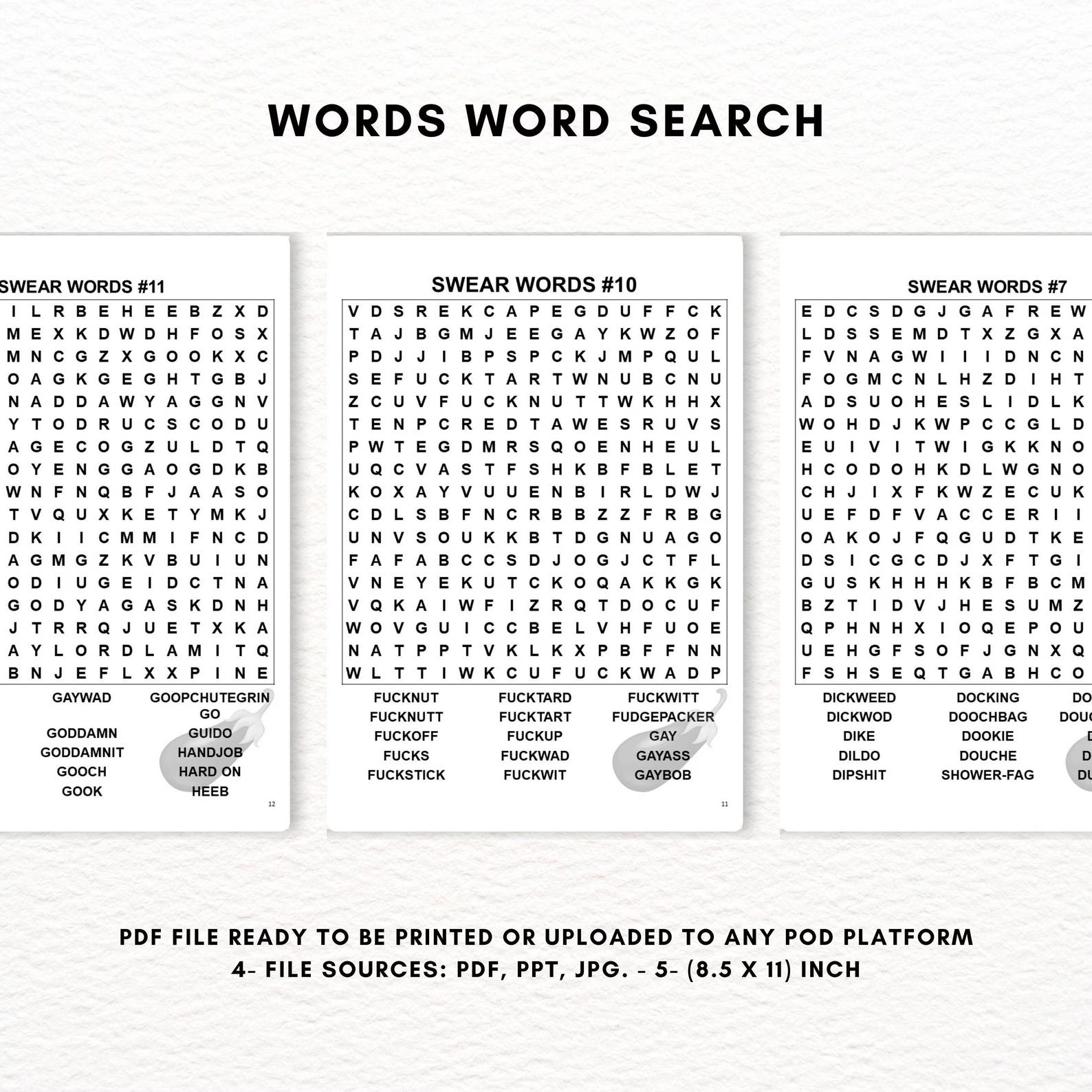 Swear Word Search Puzzle Book, Funny Adult Party Game (PDF Download) - Etsy