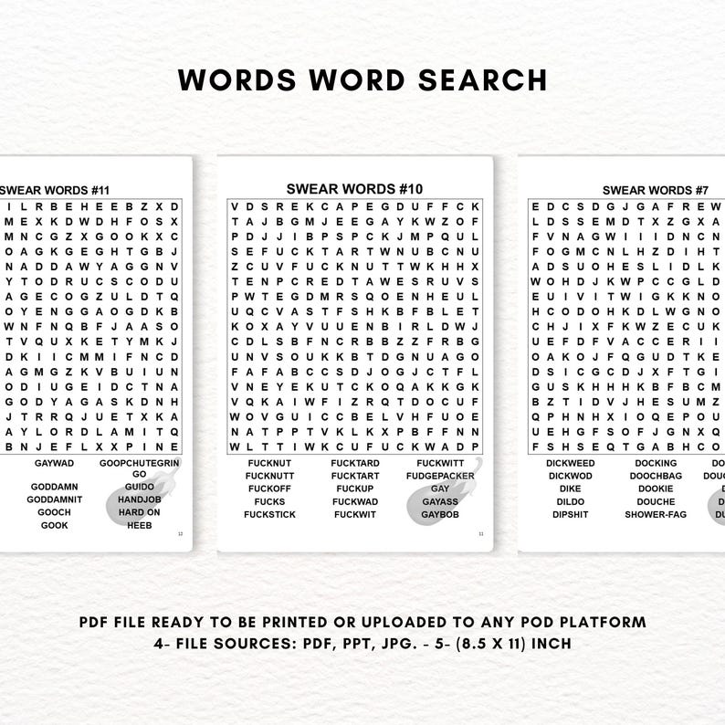 Swear Word Search Puzzle Book, Funny Adult Party Game (PDF Download) - Etsy