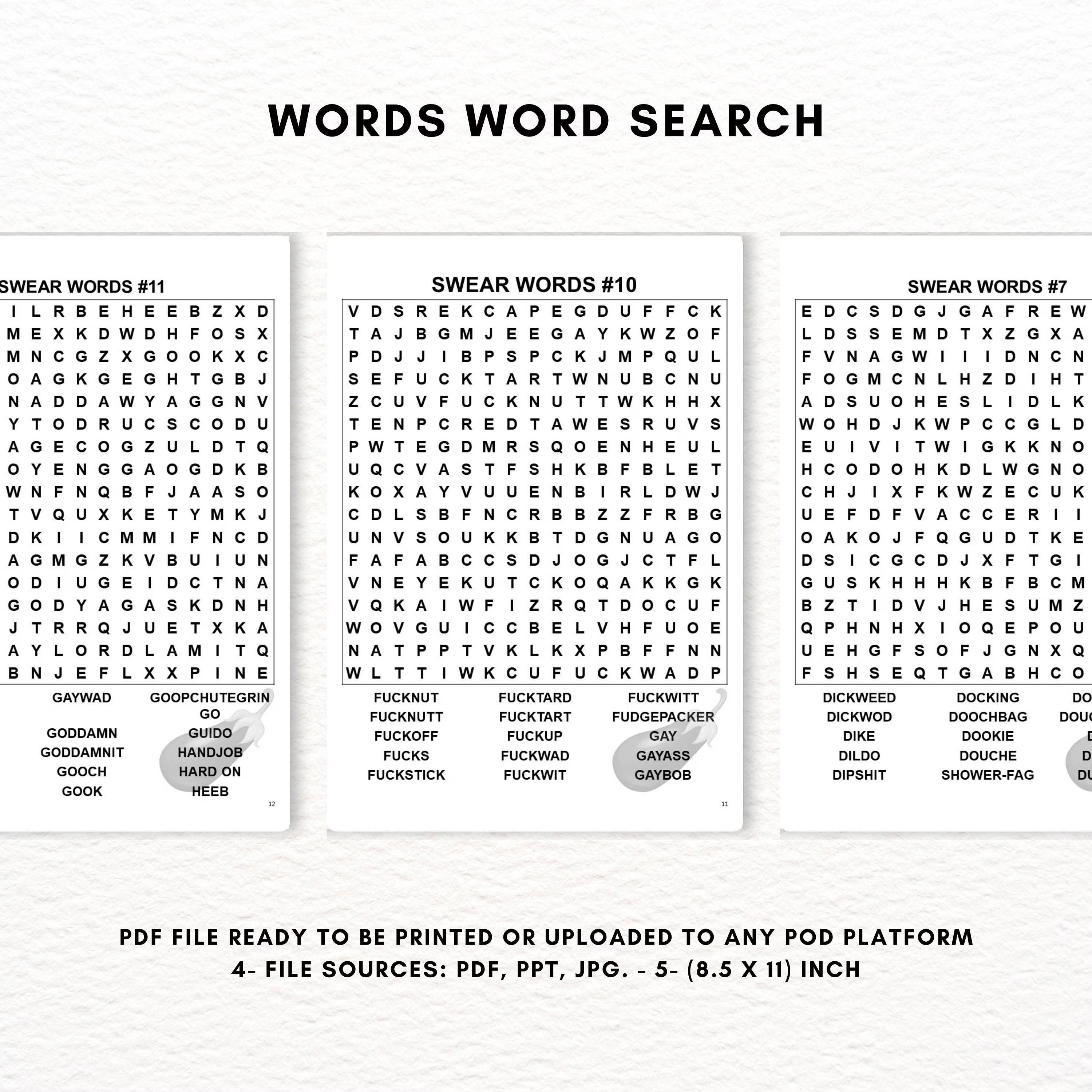 Swear Word Search Puzzle Book, Funny Adult Party Game (PDF Download) - Etsy