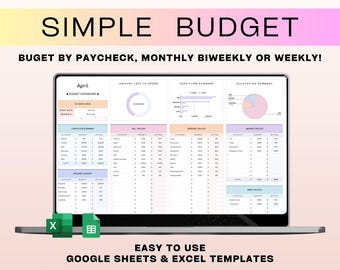 Budget Planner Google Sheet/excel Monthly Budget Spreadsheet Paycheck ...