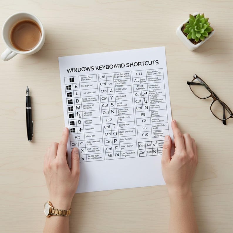 Windows Keyboard Shortcuts Cheat Sheet Printable PDF Keyboard Reference ...