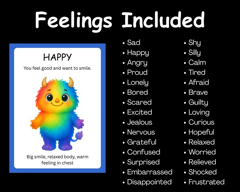 Kids Emotion Flashcards | Feelings Cards With Body Cues | Printable SEL ...