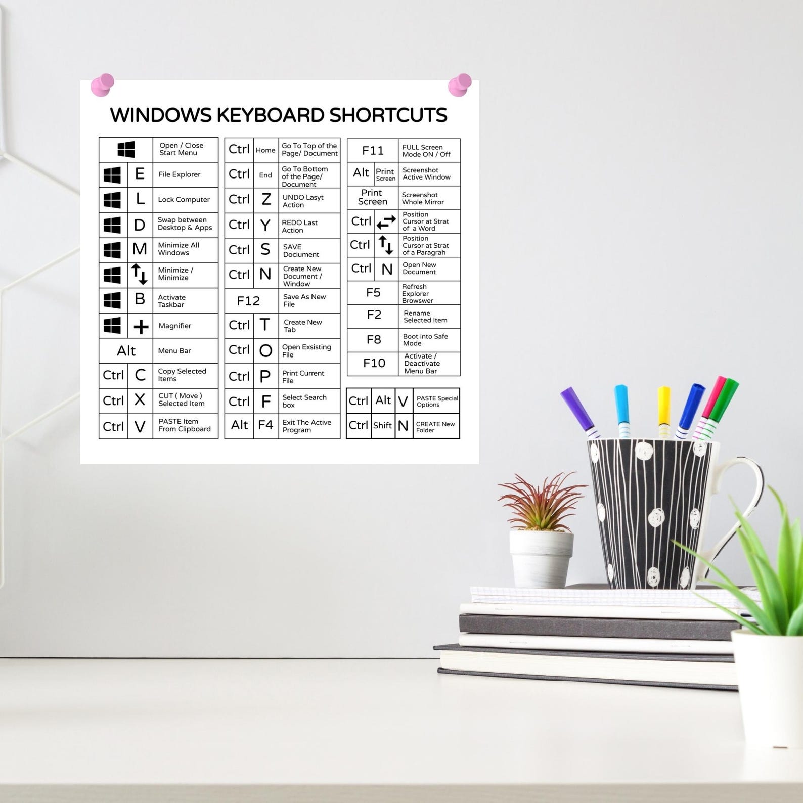 Windows Keyboard Shortcuts Cheat Sheet Printable PDF Keyboard Reference ...