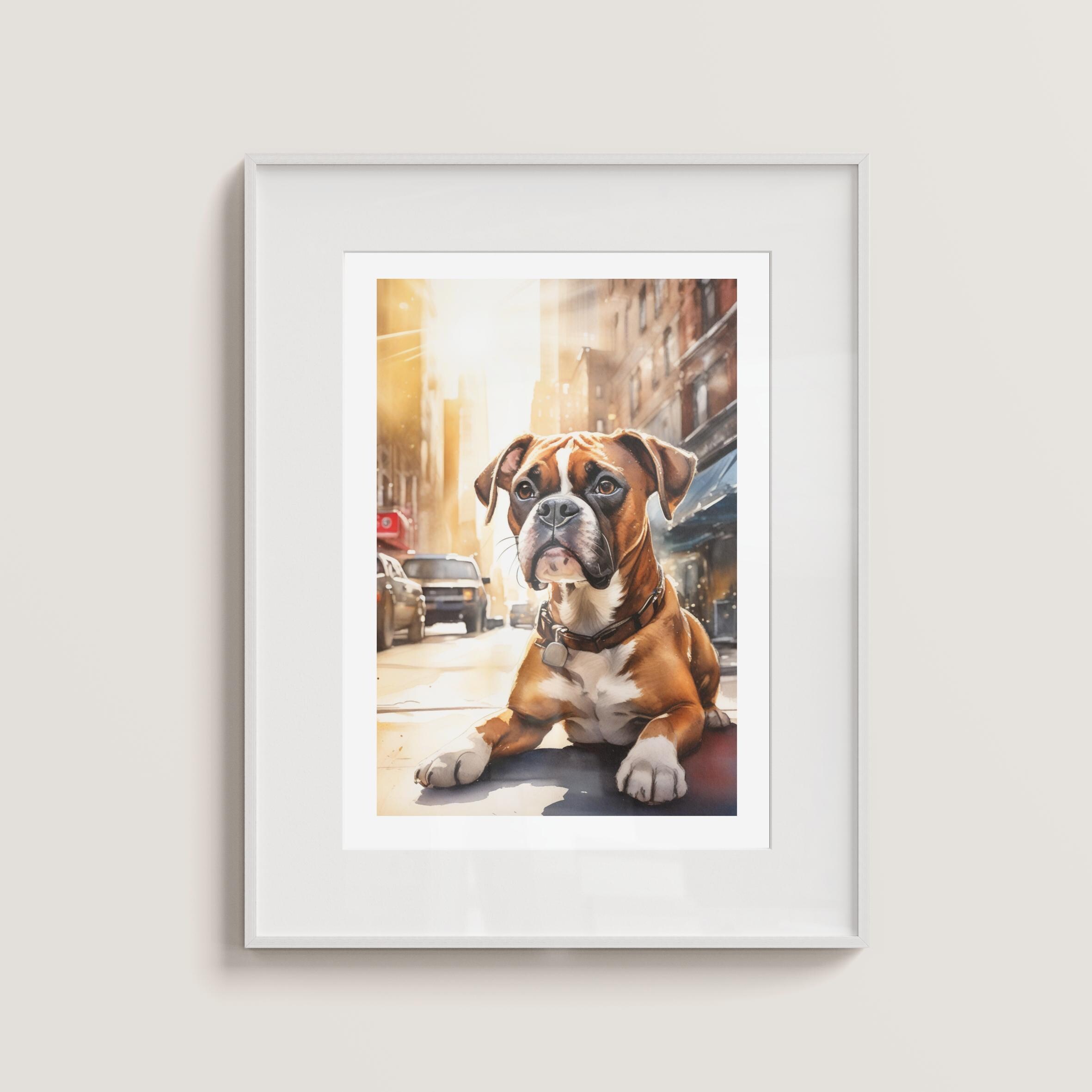 Boxer Dog Poster I Printable Watercolor Style Poster, New York, Digital ...