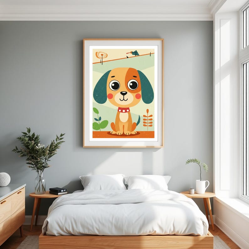 Dog Poster I Children's Room Poster, Dog Illustration, Digital Art, Dog ...