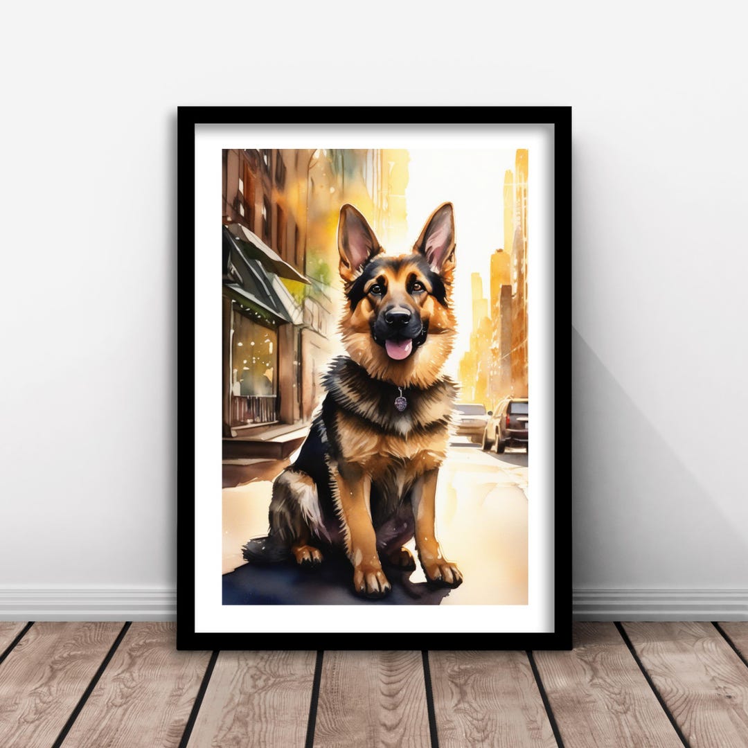 German Shepherd Poster I Printable Watercolor Style Poster, New York ...