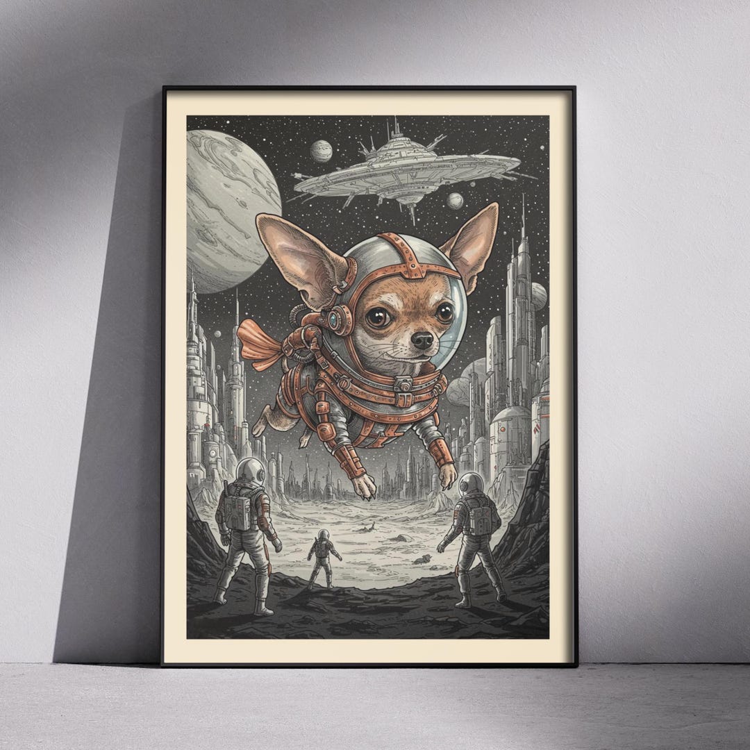 Chihuahua Poster I Print, Dog in Space Poster, Children's Room Bedroom ...