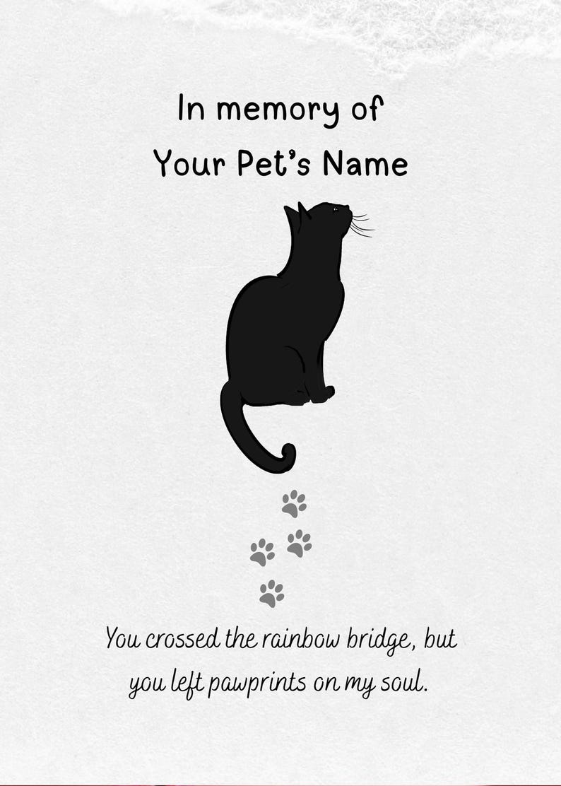 Editable Pet Loss Sympathy Card - Printable Digital Download, Pet ...