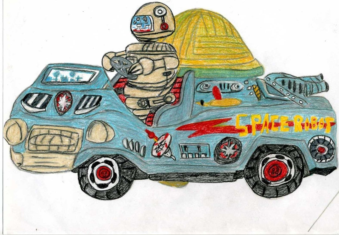 Space Robot Car Drawing - Etsy
