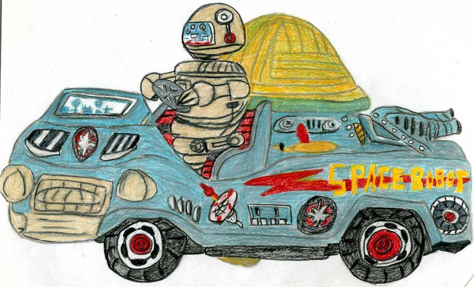 Space Robot Car Drawing - Etsy