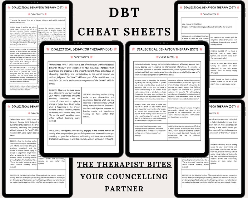 DBT Cheat Sheet, Therapy Worksheet, Mental Health Printable, DBT Skills ...