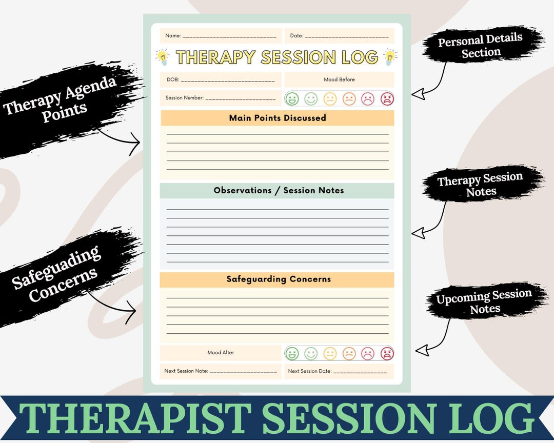 Therapist Session Log PDF | Printable Therapy Notes | Client Tracker ...