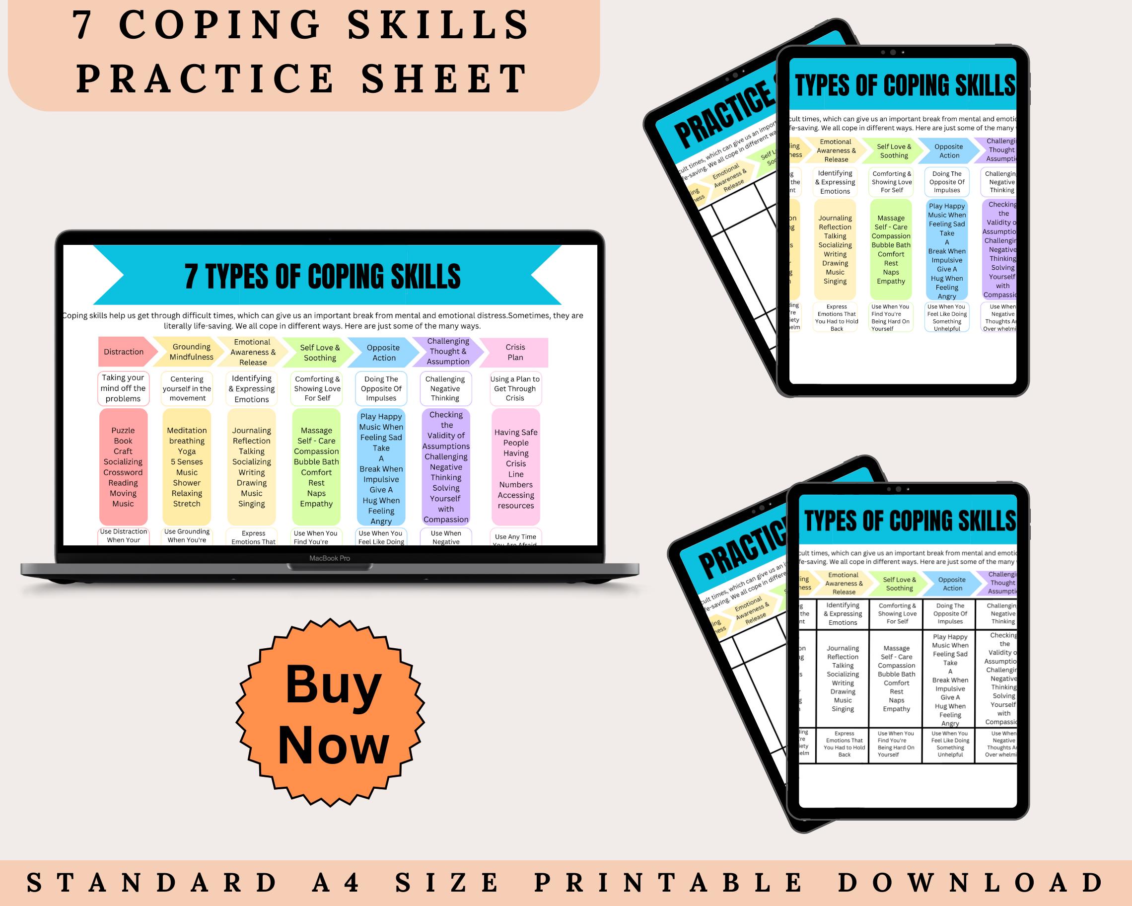 7 Types of Coping Skills Education Handout and Worksheet for ...