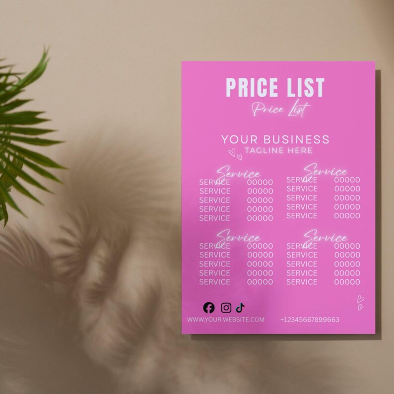 Price List Template, Flyer Template, Editable Beauty Salon Pricing ...