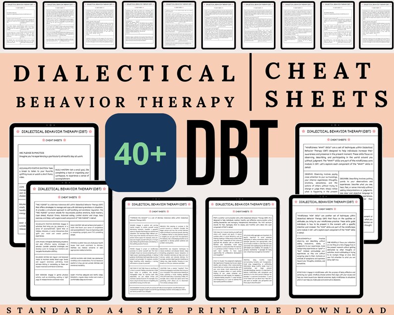 DBT Cheat Sheet, Therapy Worksheet, Mental Health Printable, DBT Skills ...
