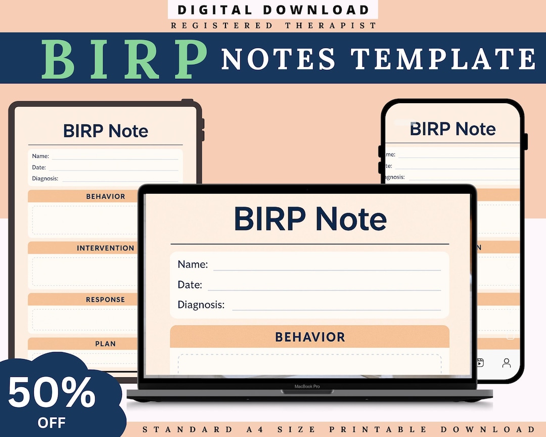 BIRP Note | Therapist Note Template | Therapy Note | Note Template for ...