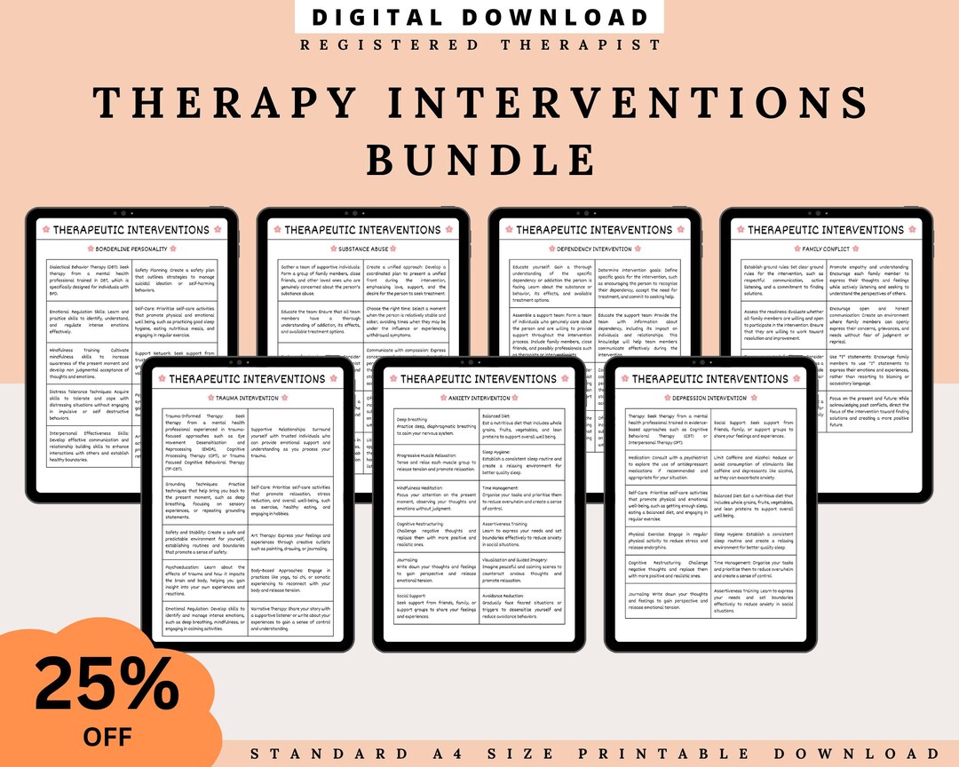 Therapeutic Interventions, Therapy Intervention List, Therapist Cheat ...