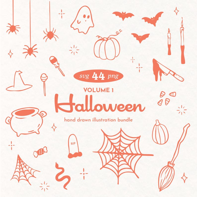 Halloween Volume 1 Bundle for Commercial Use | Clip Art | Hand Drawn ...