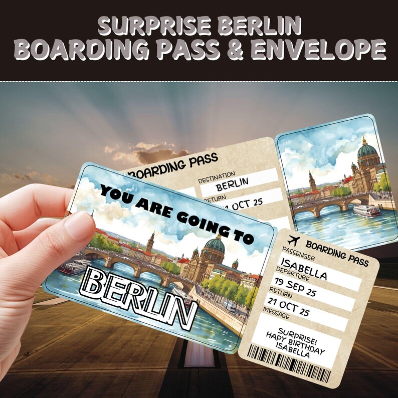 Surprise Berlin Trip Ticket – Editable Boarding Pass (digital Download ...
