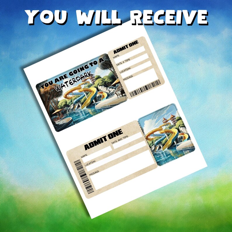 Editable Waterpark Surprise Gift Ticket | Editable Entry Pass | Custom ...