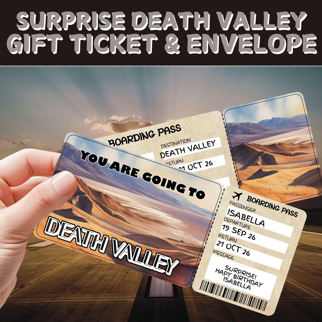 Editable Death Valley Boarding Pass Printable | Surprise Trip Gift ...