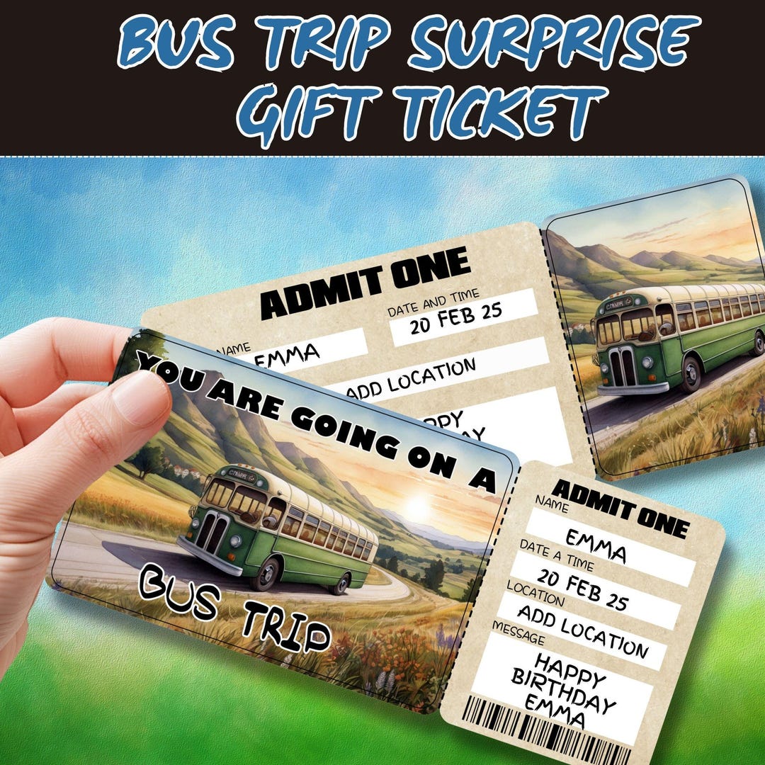 Bus Trip Ticket Template | Editable Travel Pass | Customizable Journey ...