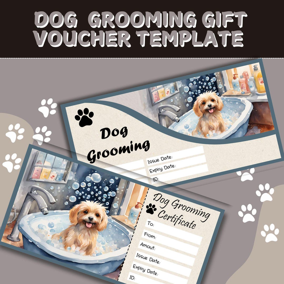 Editable Pet Grooming Gift Certificate Template (digital Download) - Etsy