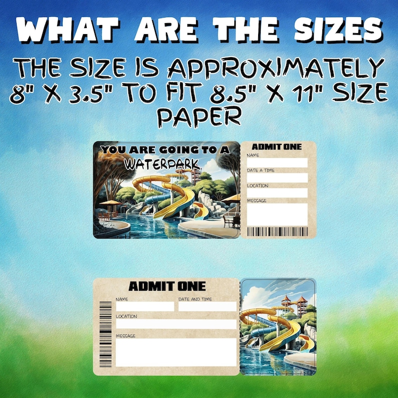 Editable Waterpark Surprise Gift Ticket | Editable Entry Pass | Custom ...