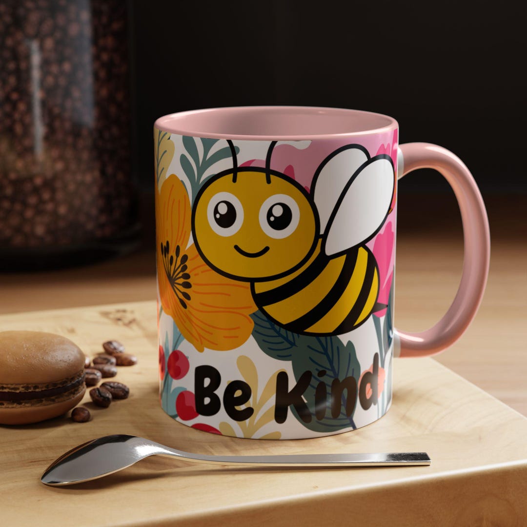 Mug, Floral Bees Dream Big Be Kind Coffee Cup, Inspirational Tea Mug ...