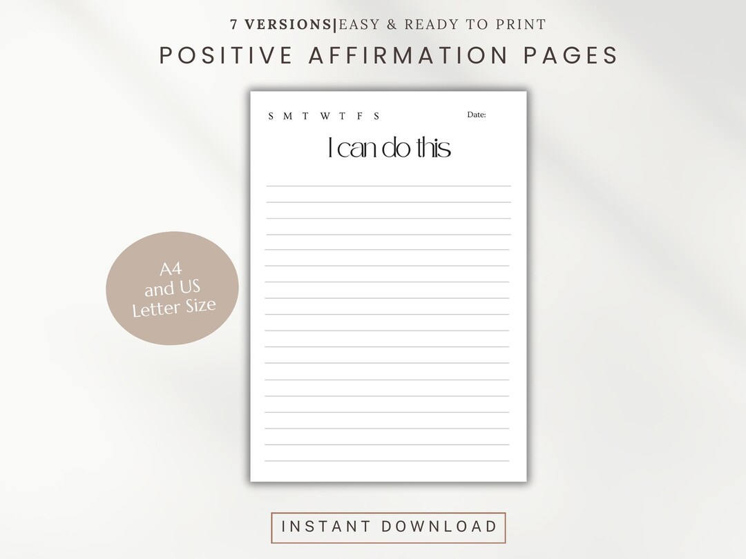 Positive Affirmation Notes, Printable, A4/US Letter Size - Etsy