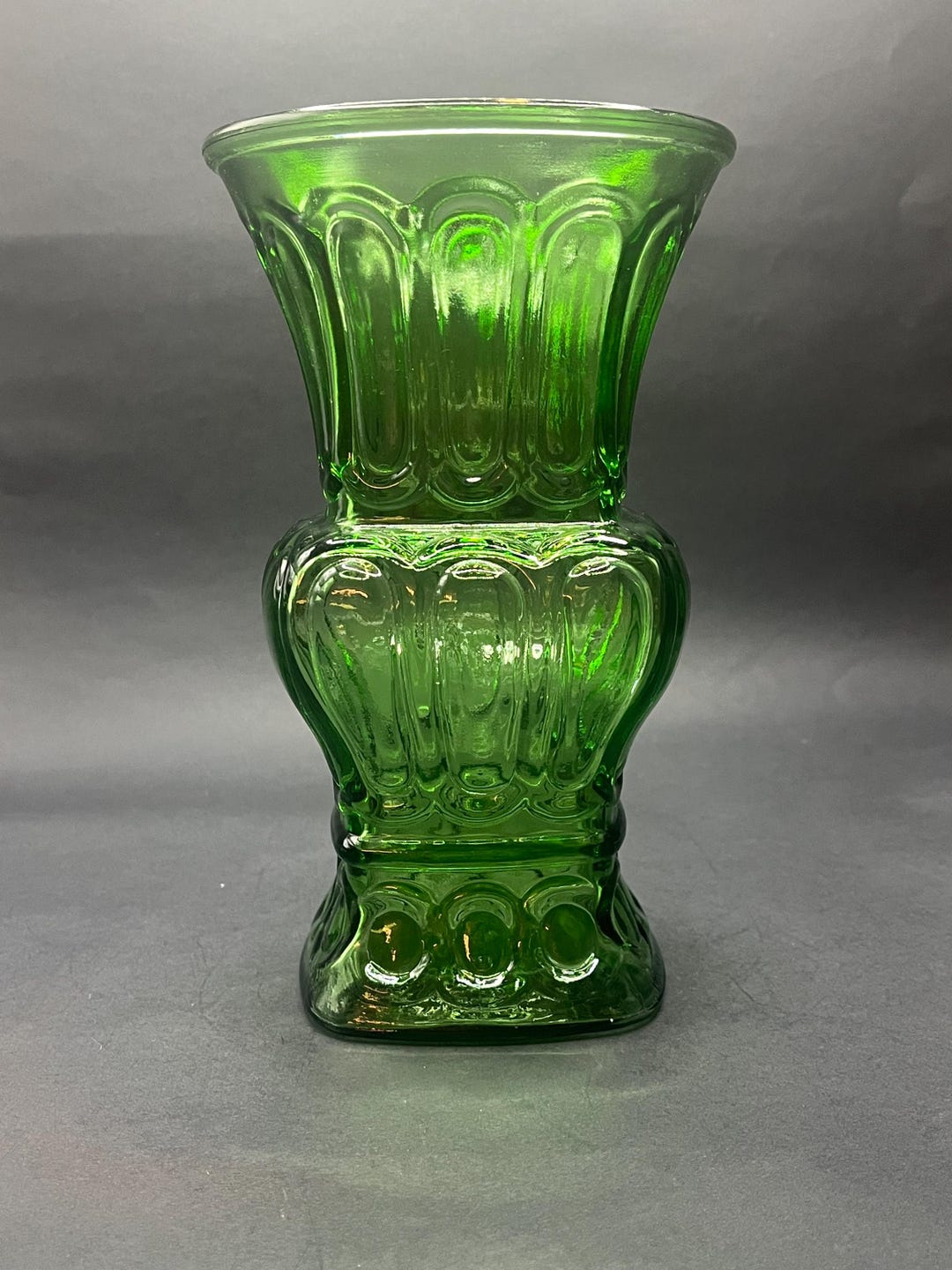Vase Emerald Green Mid-century Glass Decor Large Vase Green Glass ...