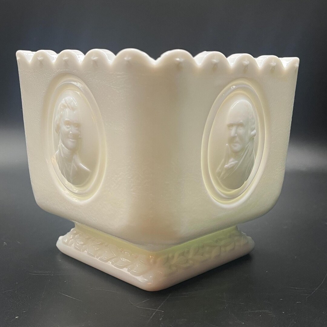 Planter Bicentennial Vintage Milk Glass Fenton Planter Square Founding ...
