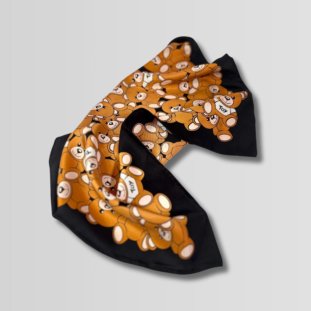 Teddy Bear Print Silk Twill Scarf: Hand-rolled Edges (20.5"x20.5") - Etsy