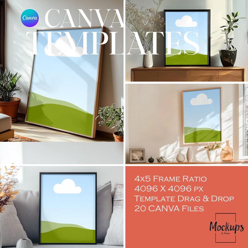 20 Frames Mockup PSD Bundle Set, 4x5 Frame Mockup Bundle, 20 PSD Wall ...