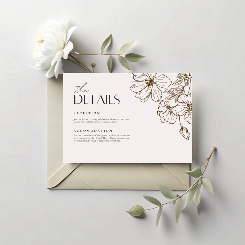 Elegant Wedding Invitation Canva Template | 5x7 Save the Date + 5x3.5 ...