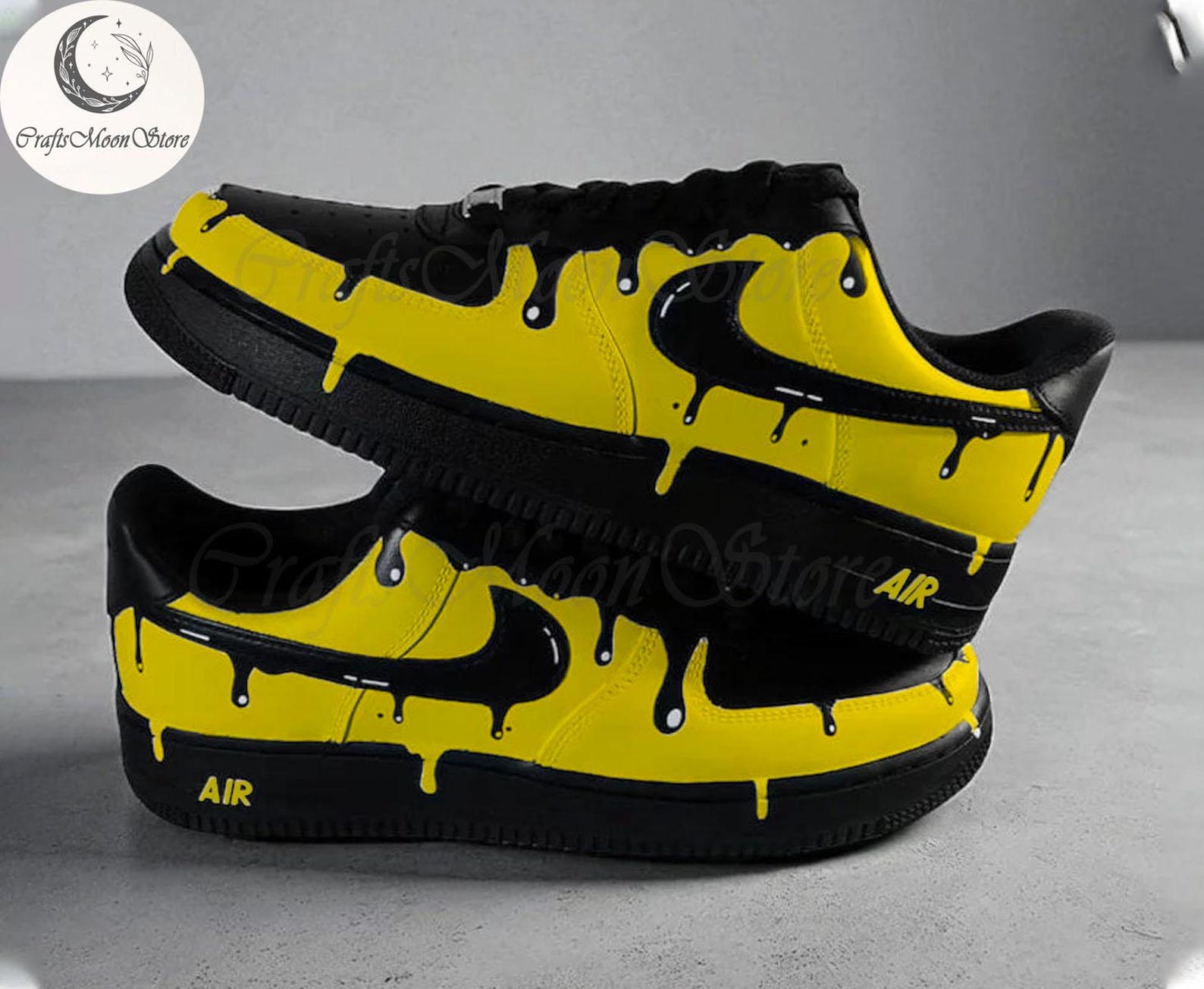 Custom Color AF1 Sneakers, Air Force 1 Hand Painted, Cartoon Black ...