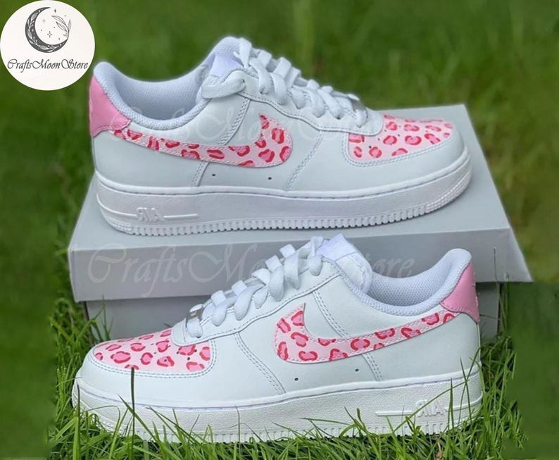 Custom Pink Leopard AF1 Sneakers, Air Force 1 Hand Painted ...