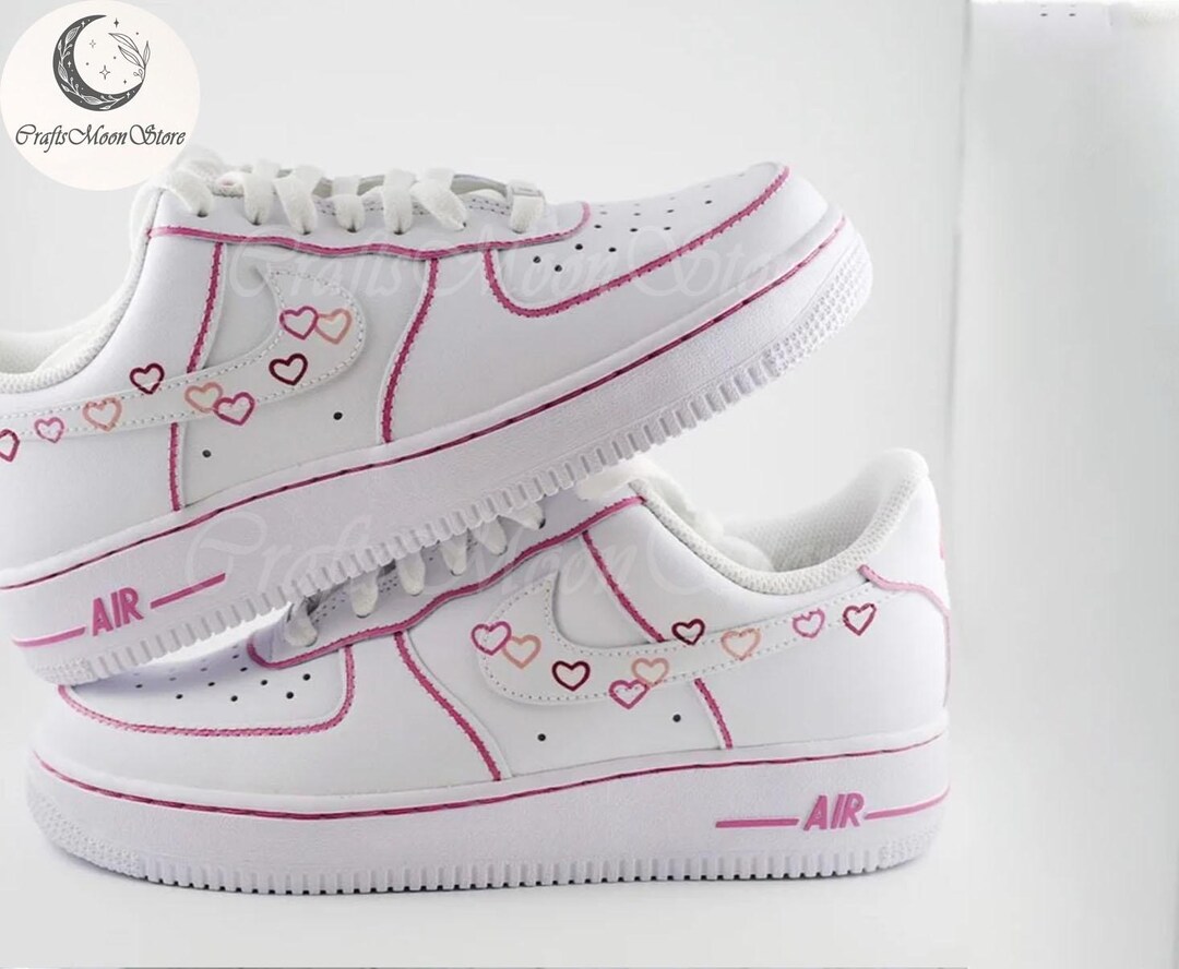 Custom Heart AF1 Sneakers, Valentine Hand-painted, Valentine Day Gift ...