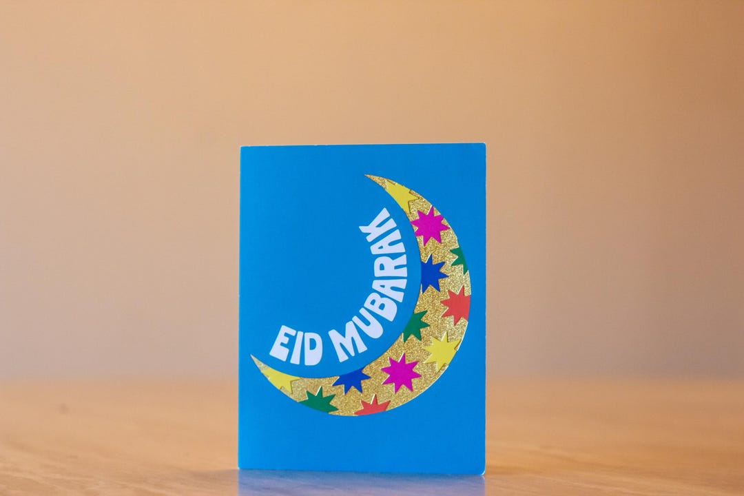 Eid Mubarak Card, Happy Eid Card, Ramadan Mubarak, Crescent Moon, Eid ...