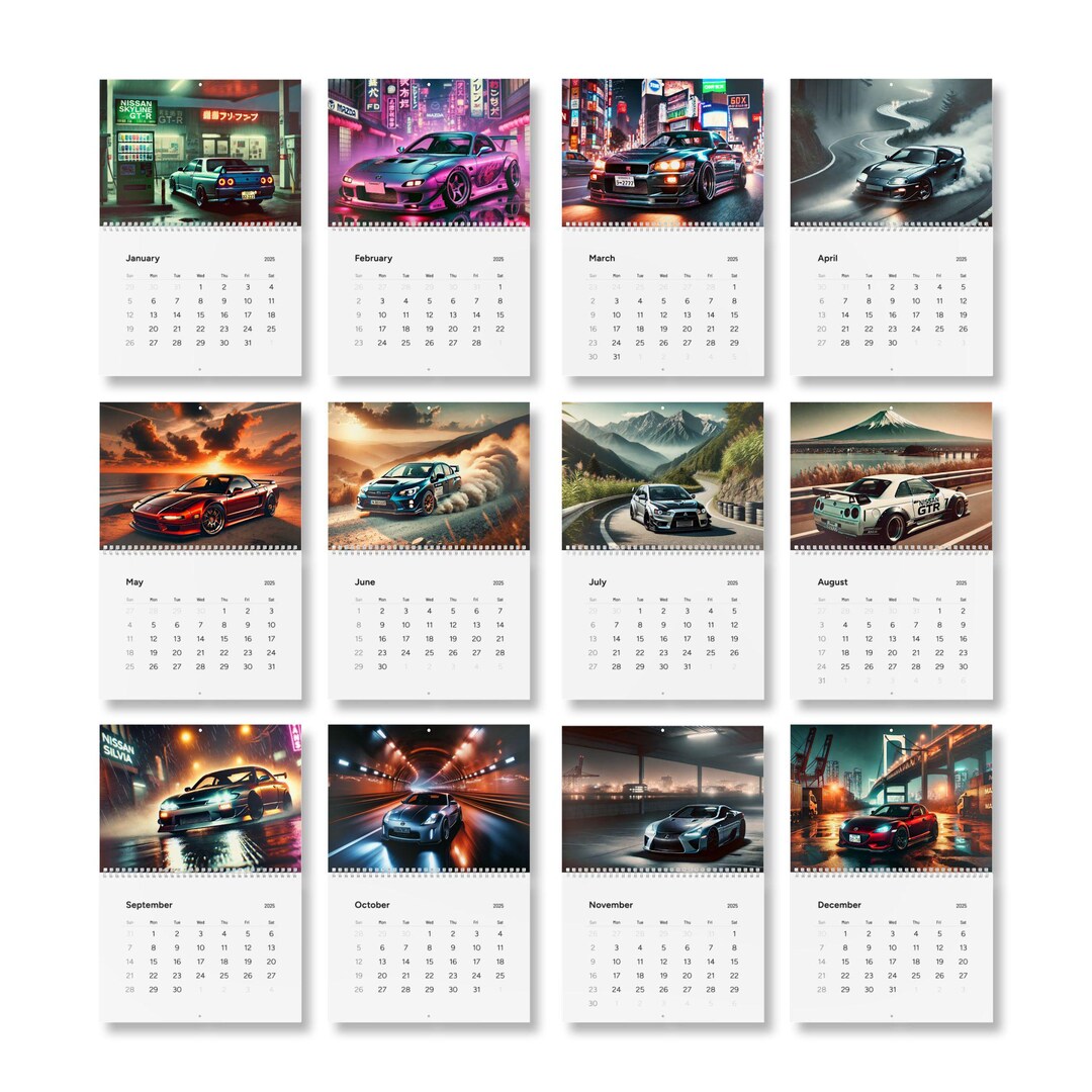 JDM Cars Wall Calendar 2025 | Japanese Car Culture | Retro JDM ...