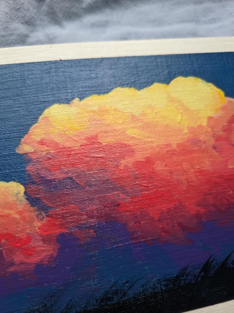 Original Painting | Sunset Clouds | Acrylic Hand-painted on Postcard - Etsy
