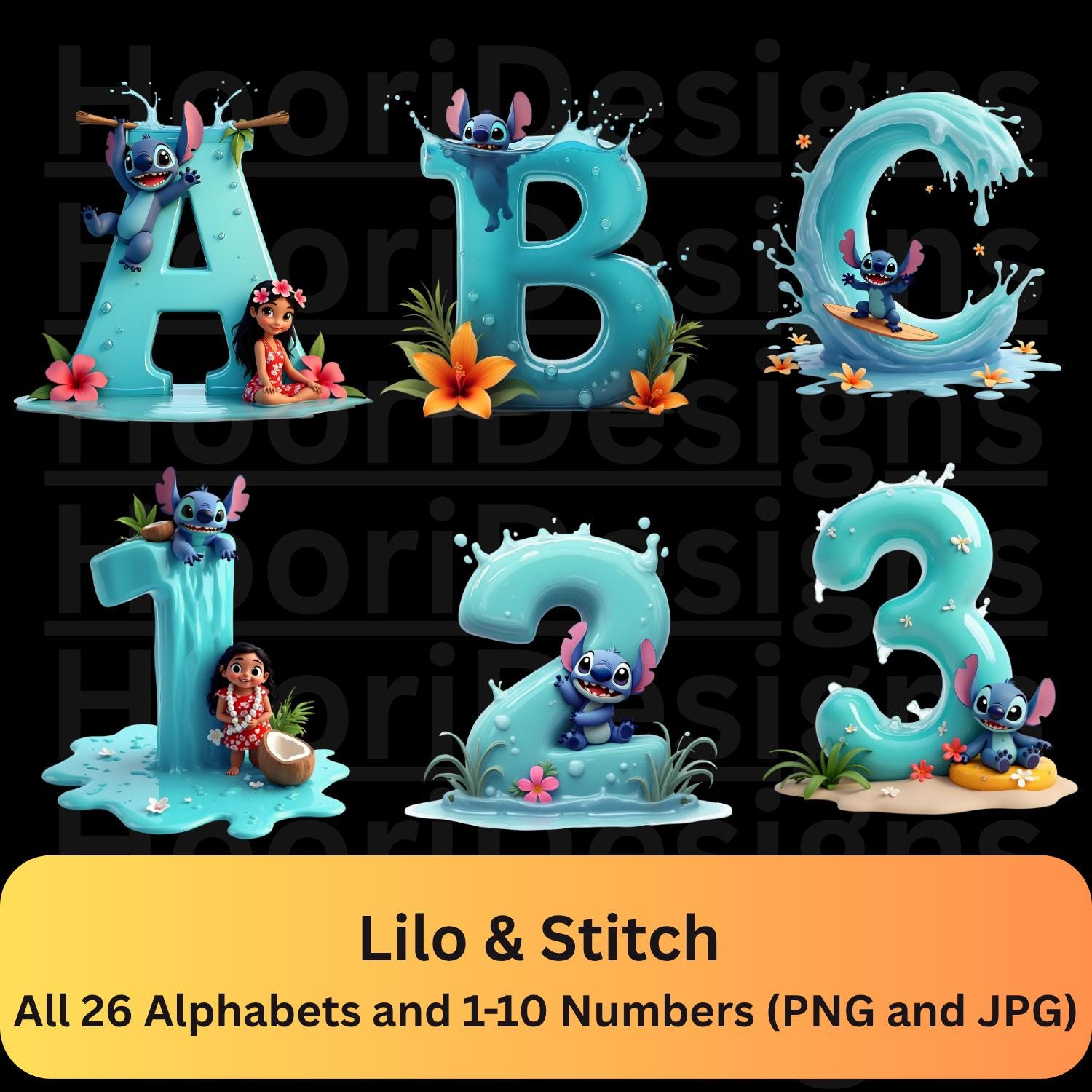 Disney Lilo and Stitch Letters Png and Jpg, Stitch Family Graphic ...