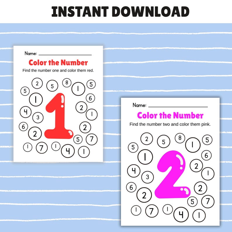 Preschool Number Dab Worksheets Do-a-dot Printable for Numbers 1-9 ...
