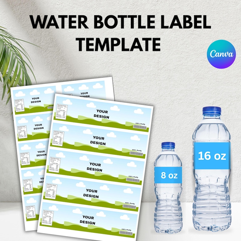 Water Bottle Label Template - Editable & Printable DIY Party Labels ...