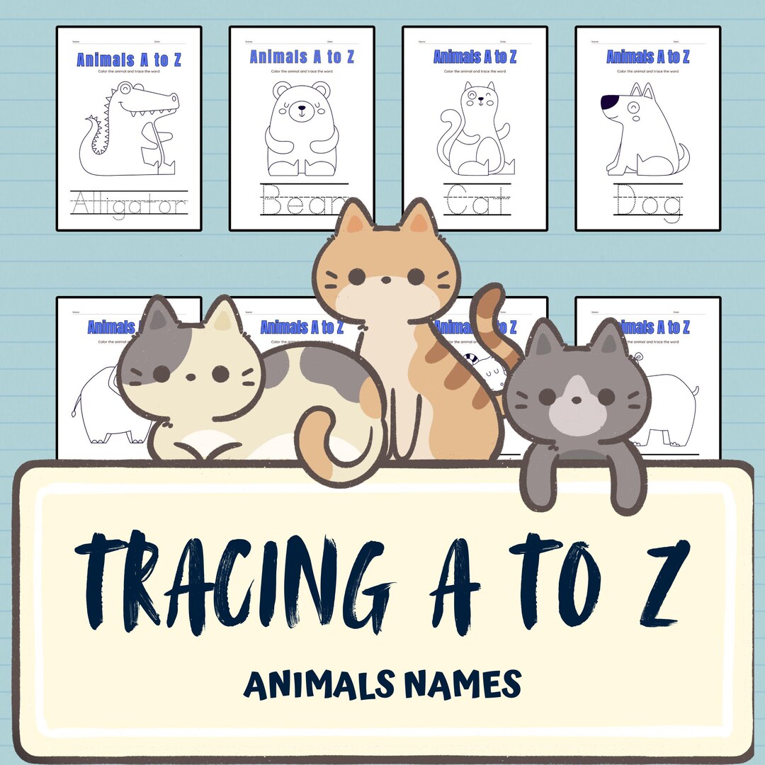 Animal Name Tracing Worksheets: Uppercase A-Z Handwriting Practice ...